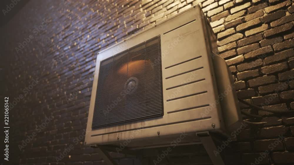 External unit of a split air conditioner. Smooth and slow camera ...