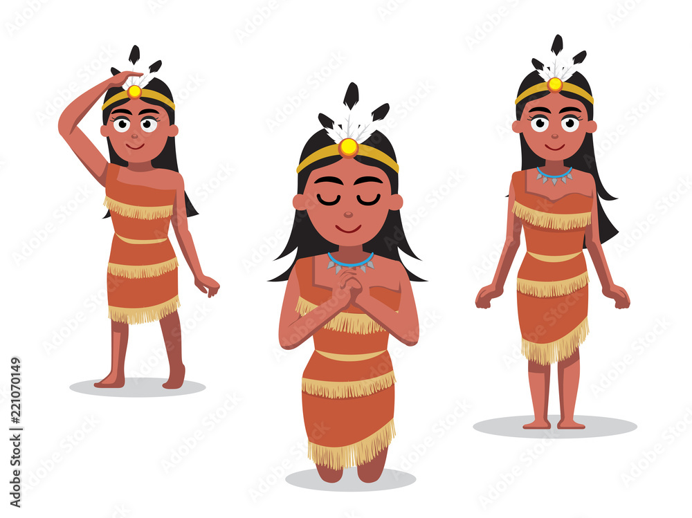 Native American Beauty Poses Cartoon Vector Illustration Stock Vector ...
