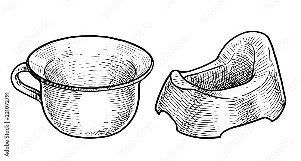 Potty illustration, drawing, engraving, ink, line art, vector Stock ...