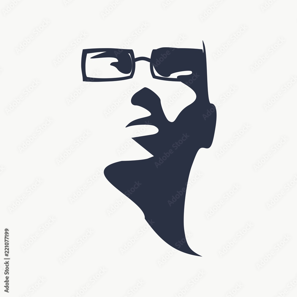 Human head silhouette. Face front view. Elegant silhouette of part of ...