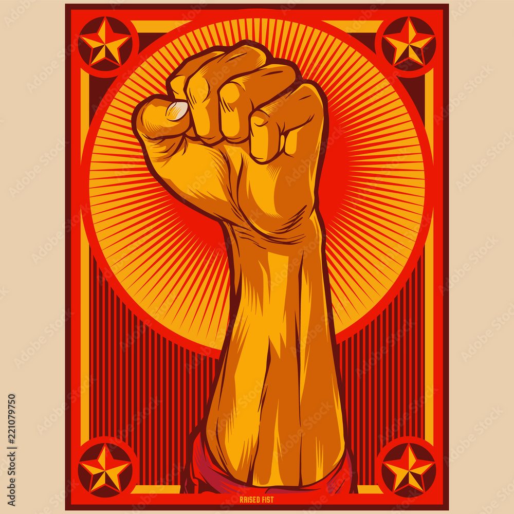 Clenched Fist Propaganda Poster Illustration. Protest fist. Raised fist ...