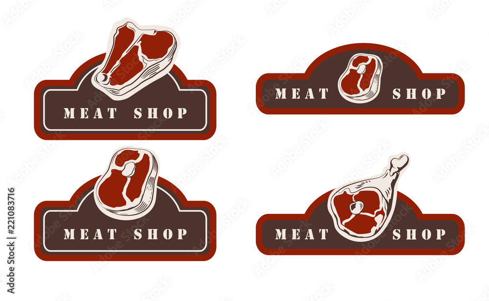 Design template of butchery signboard. Meat shop logo. Butcher market ...