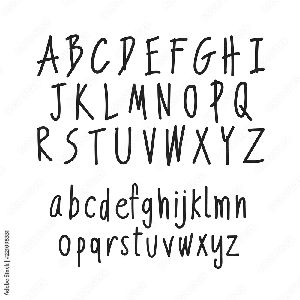 Hand Drawn Font Handwritten Brush sketch Typeface Stock Vector | Adobe ...