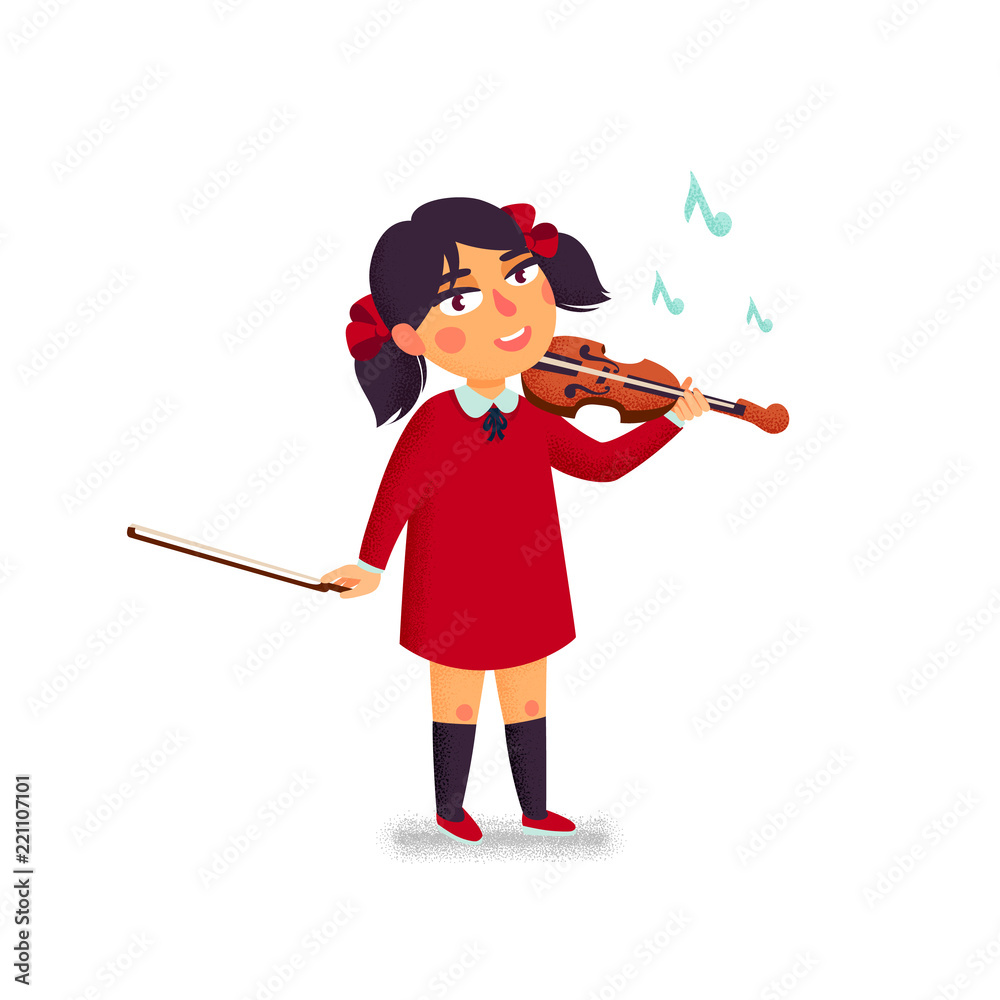 Music school. Violinist. Boy character playing violin. Children with ...