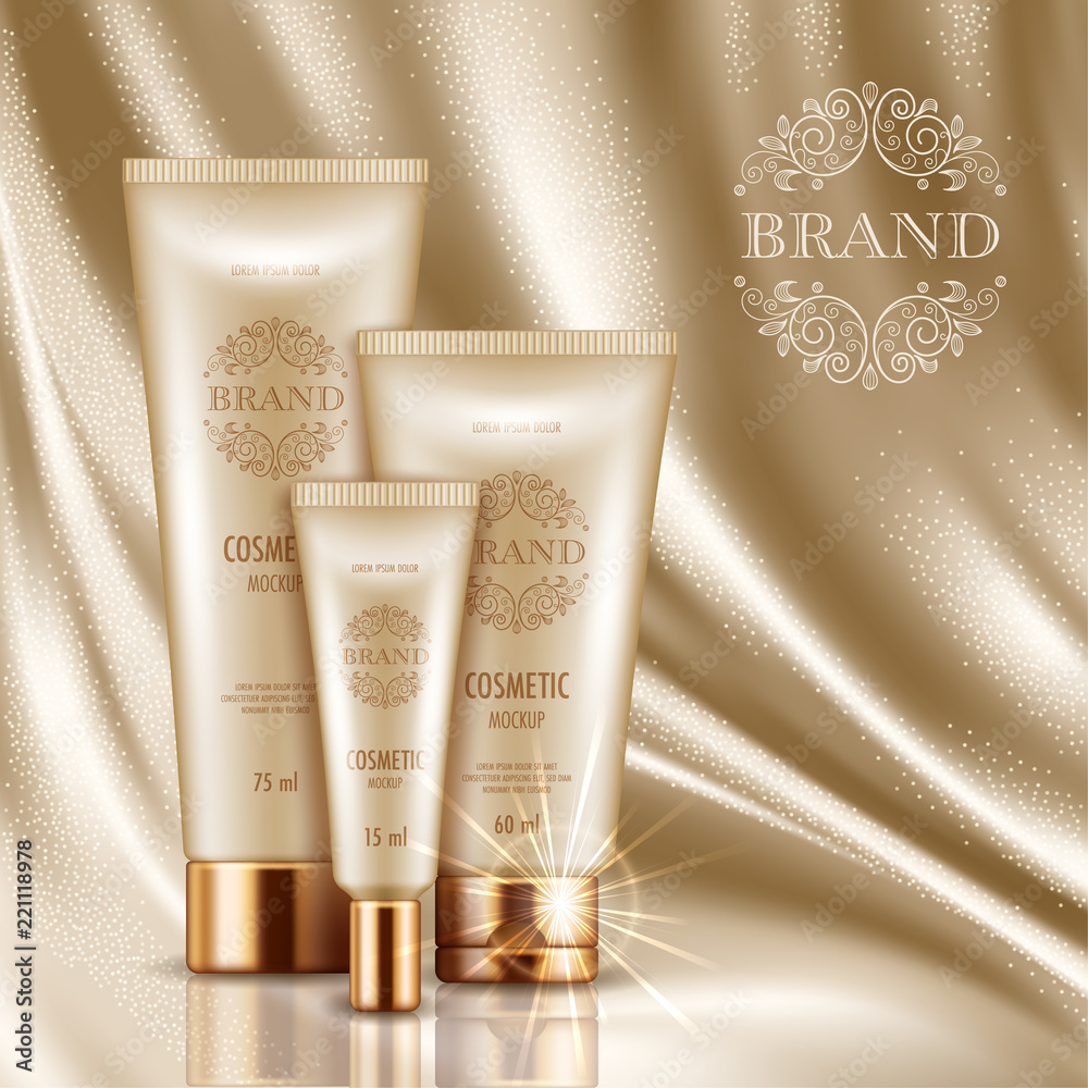Cosmetic advertising poster with realistic containers for skin care ...
