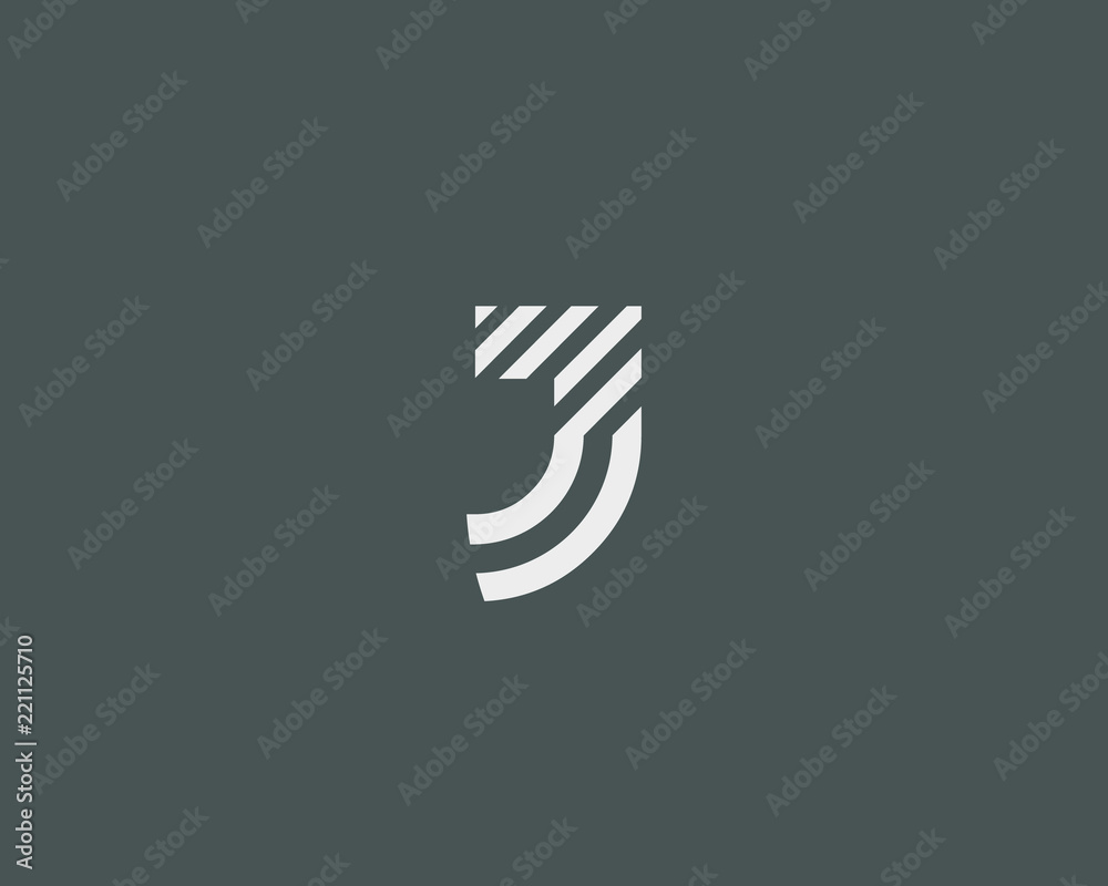 Letter J vector line logo design. Creative minimalism logotype icon ...