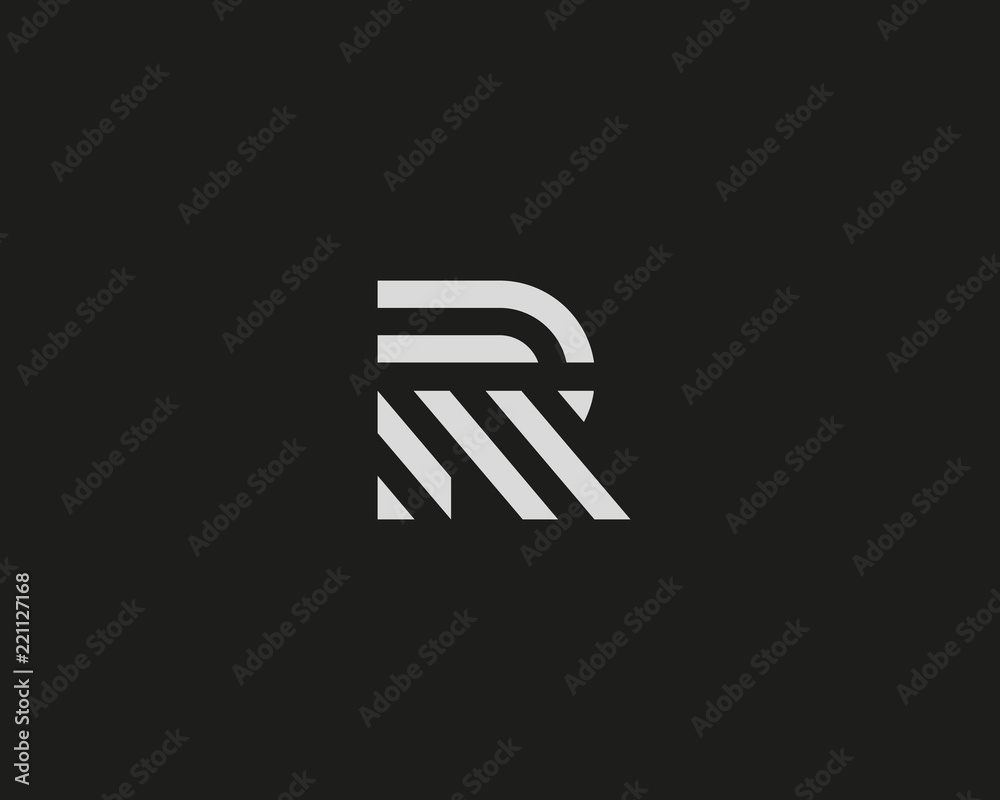 Letter R vector line logo design. Creative minimalism logotype icon ...