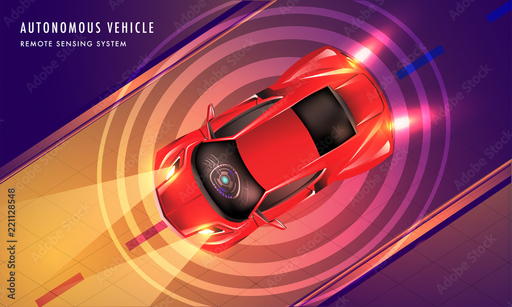 Futuristic technology concept based landing page design with top view ...