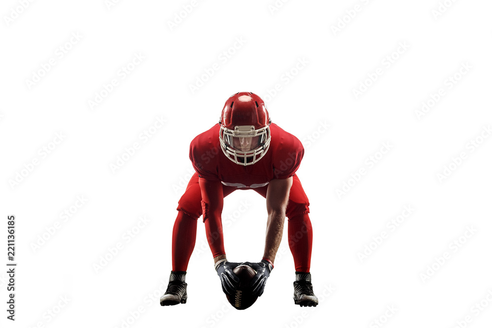 Active one american football player isolated on white background. Fit ...