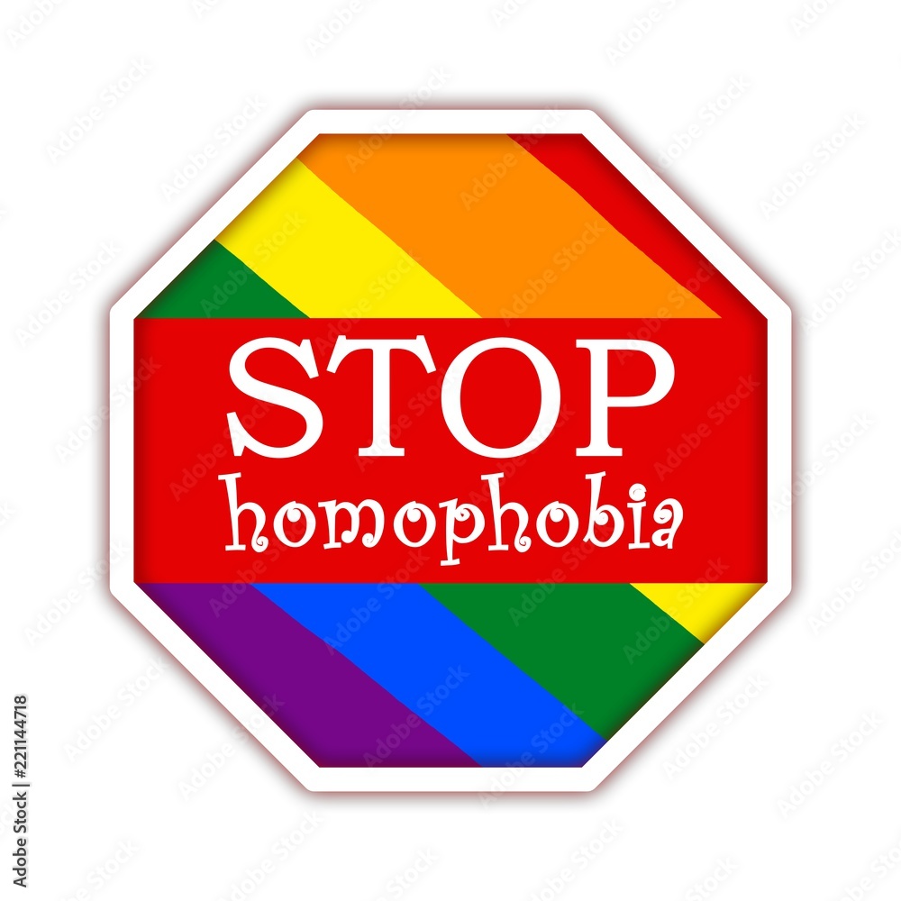 Rainbow gay pride flag octagon, Symbol of sexual minorities, STOP ...