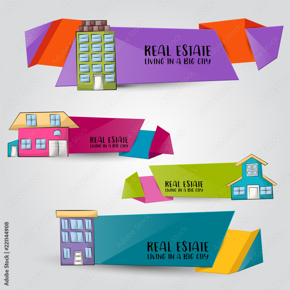 Real estate business horizontal banner set. Cute header for invitation ...