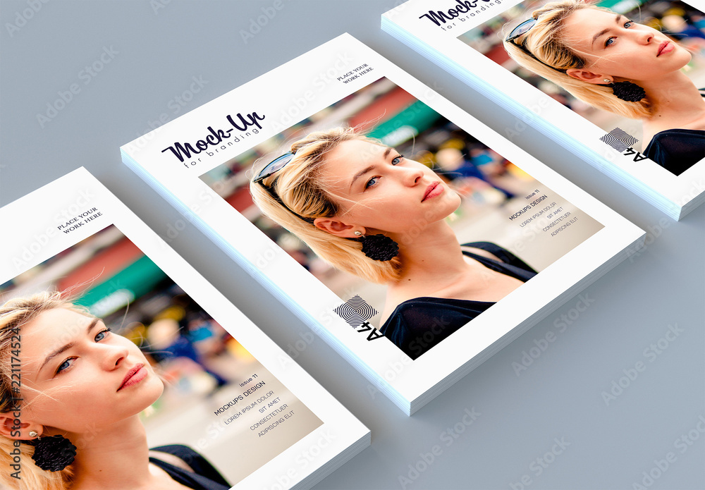 3 Stacks of Paper Mockup Stock Template | Adobe Stock