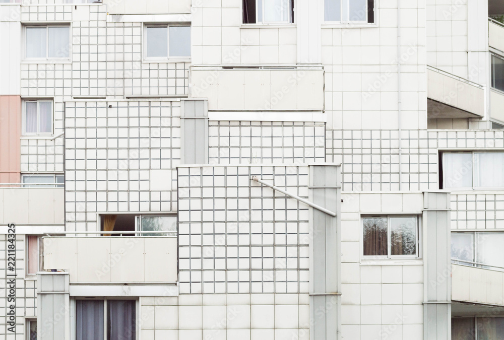 Residential tower with geommetric shapes from French architecture ...