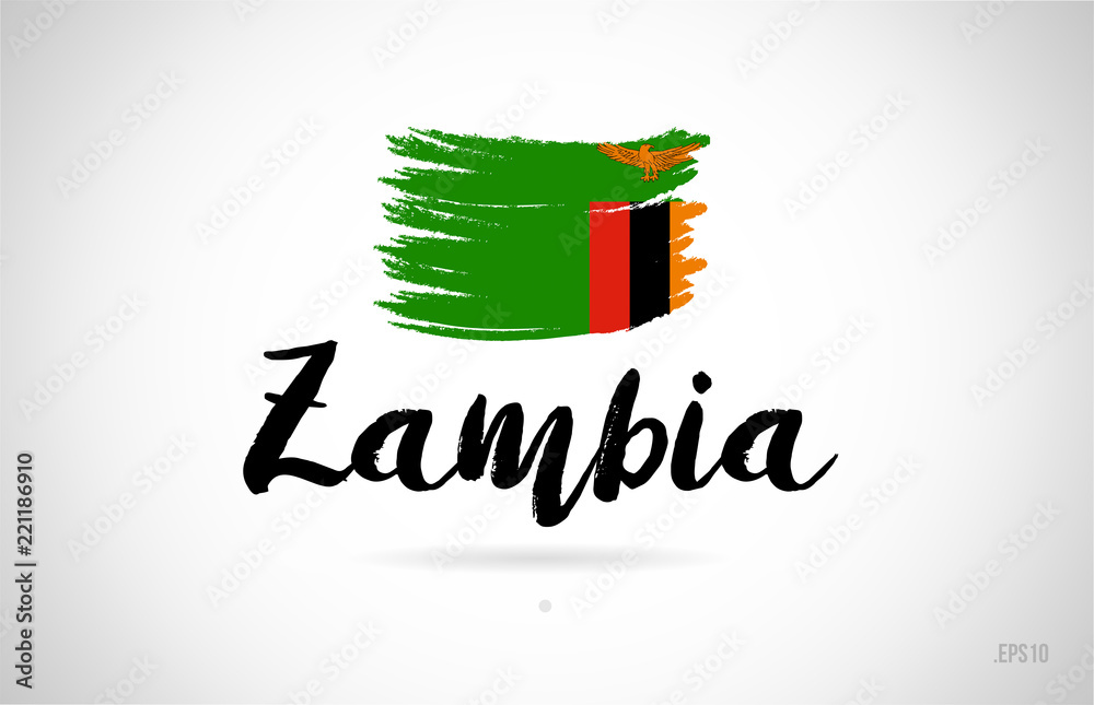 zambia country flag concept with grunge design icon logo Stock Vector ...