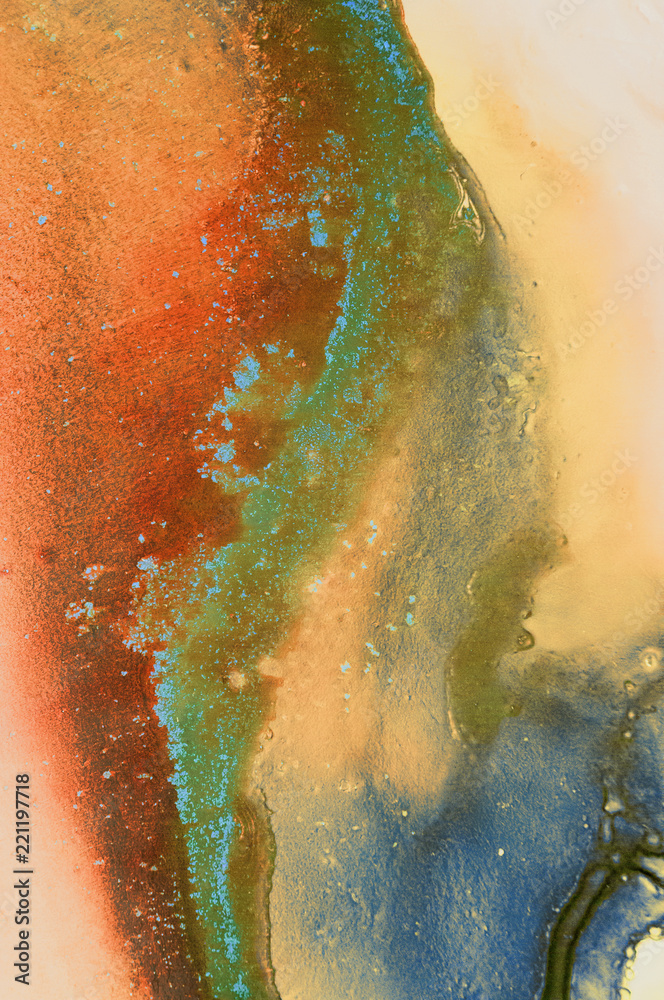 Ink, paint, abstract. Closeup of the painting. Colorful abstract ...