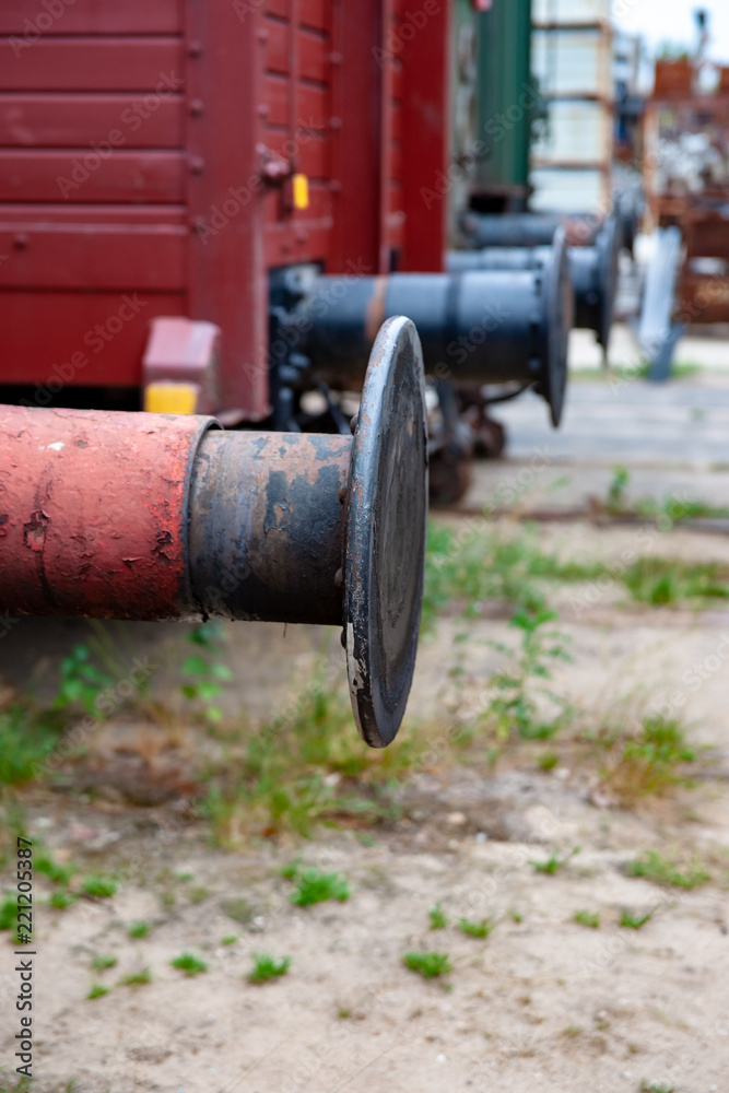 Vintage rusted buffer cushions from an old carriage exterior on urbex ...
