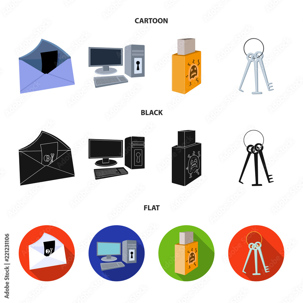 Virus, monitor, display, screen .Hackers and hacking set collection ...