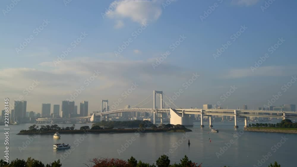 Panoramic shot of Tokyo Tower and Rainbow Bridge in Tokyo, Japan ...
