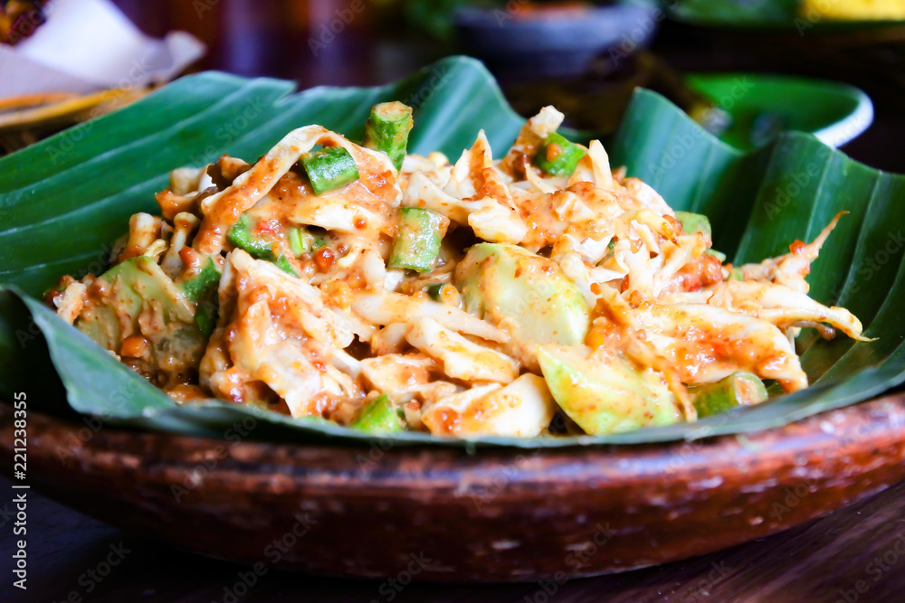 Karedok, typical indonesian traditional food made from fresh raw ...