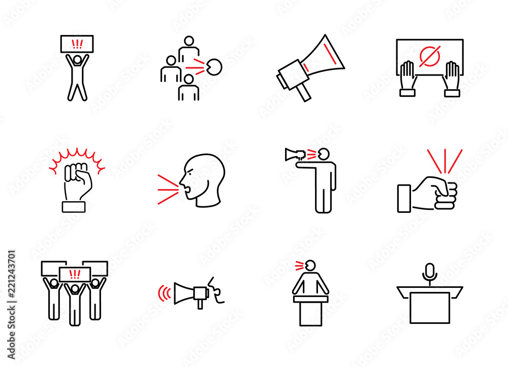 Speak out outline icon collection. Loud opinion vector illustration ...