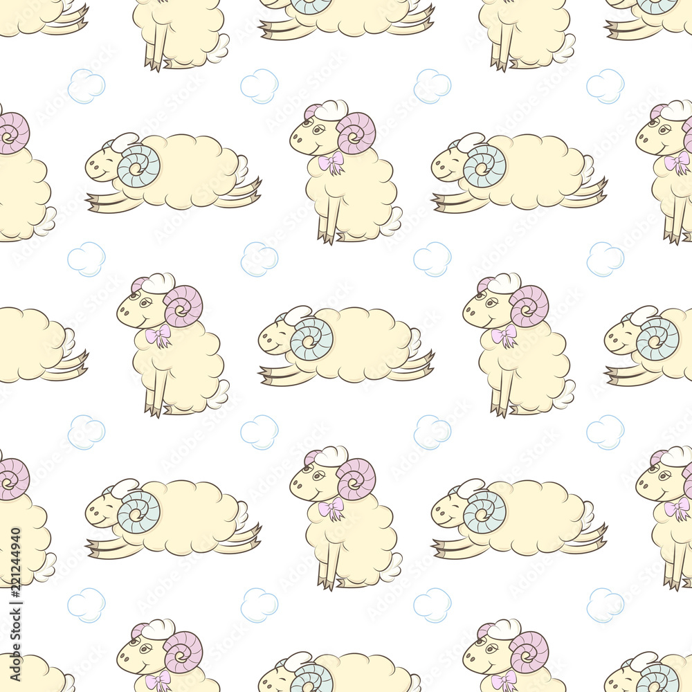 Cartoon sheep seamless Wallpaper. Vector illustration. Pattern ...
