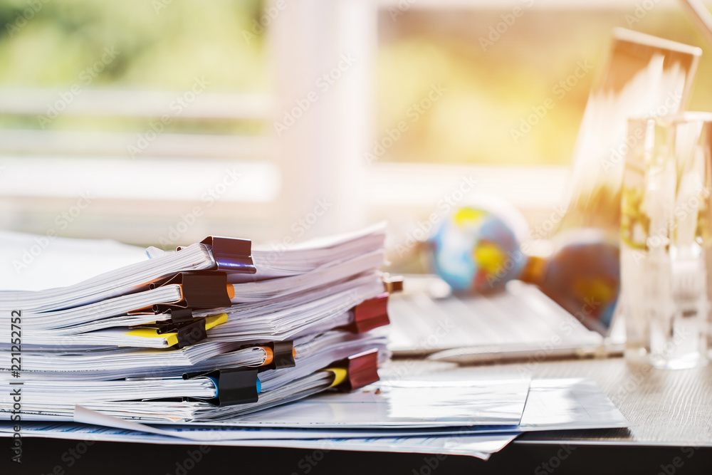 Stacks of papers documents files information business report papers ...