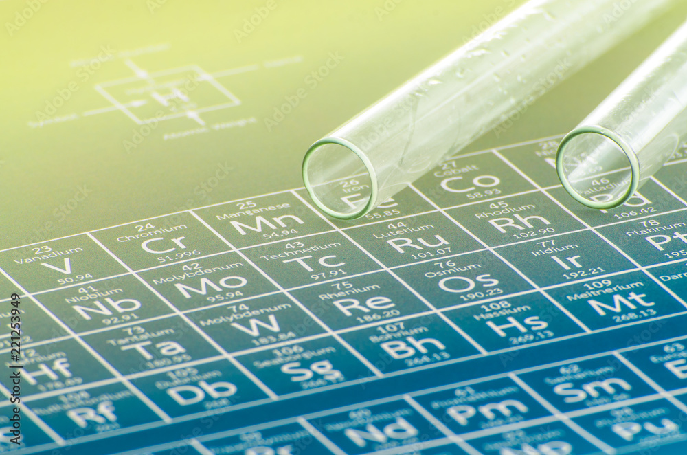Test tubes and periodic table of elements. Stock Photo | Adobe Stock