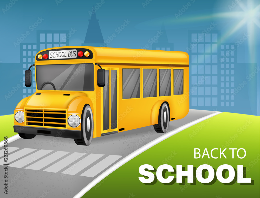 School bus Vector realistic. Detailed 3d vehicle mock ups Stock Vector ...