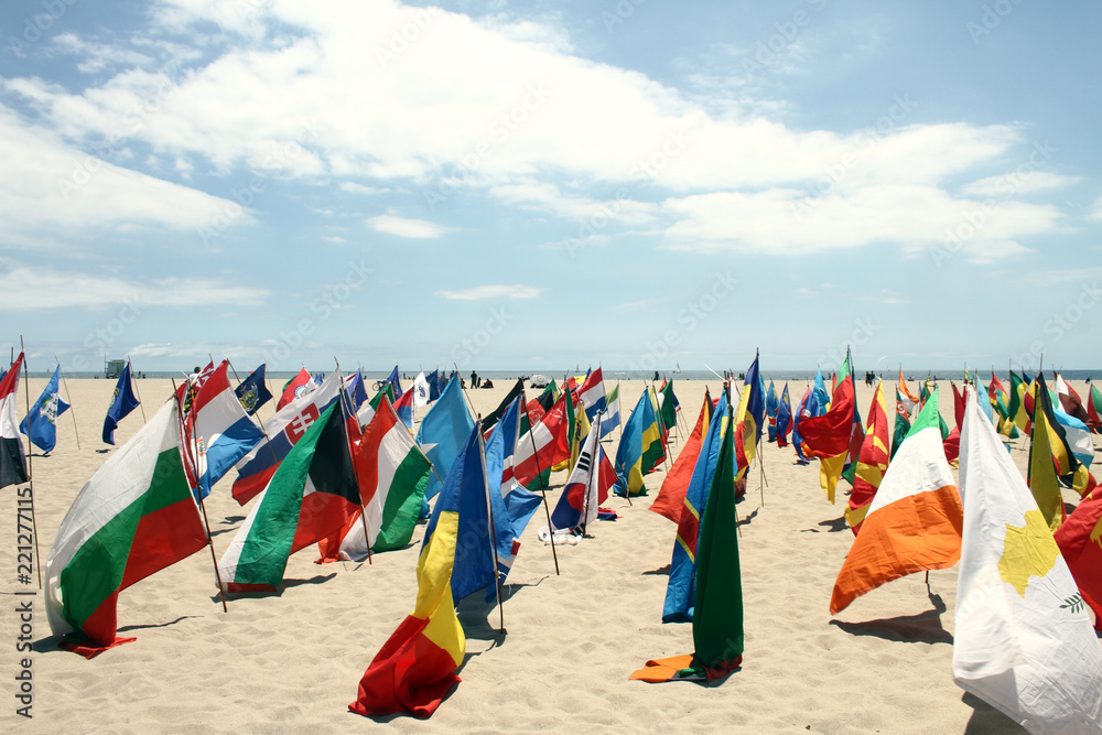 International Flags on Beach Global World Countries Together Culture ...