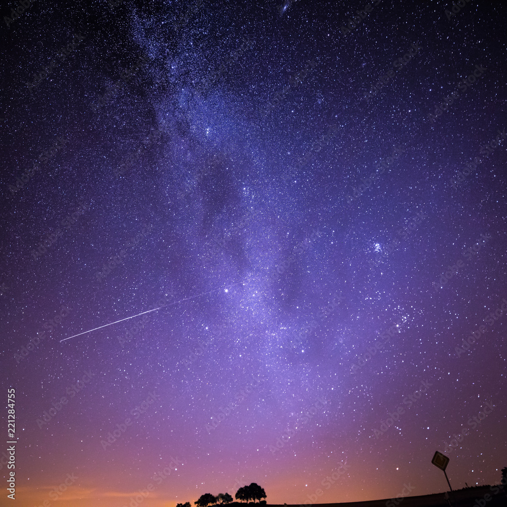 Shooting Stars Crossing in Milky Way and Starry Sky before Dawn ...