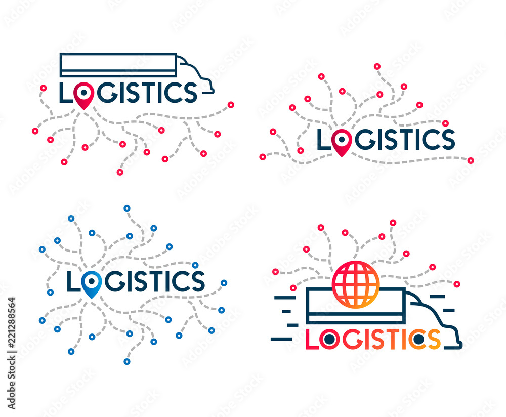 Logistics icons. Company business logo. Truck delivery symbol ...