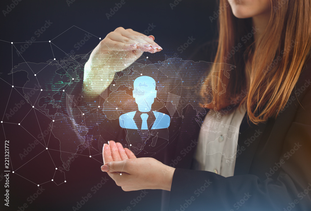 The concept of business, technology, the Internet and the network. A ...