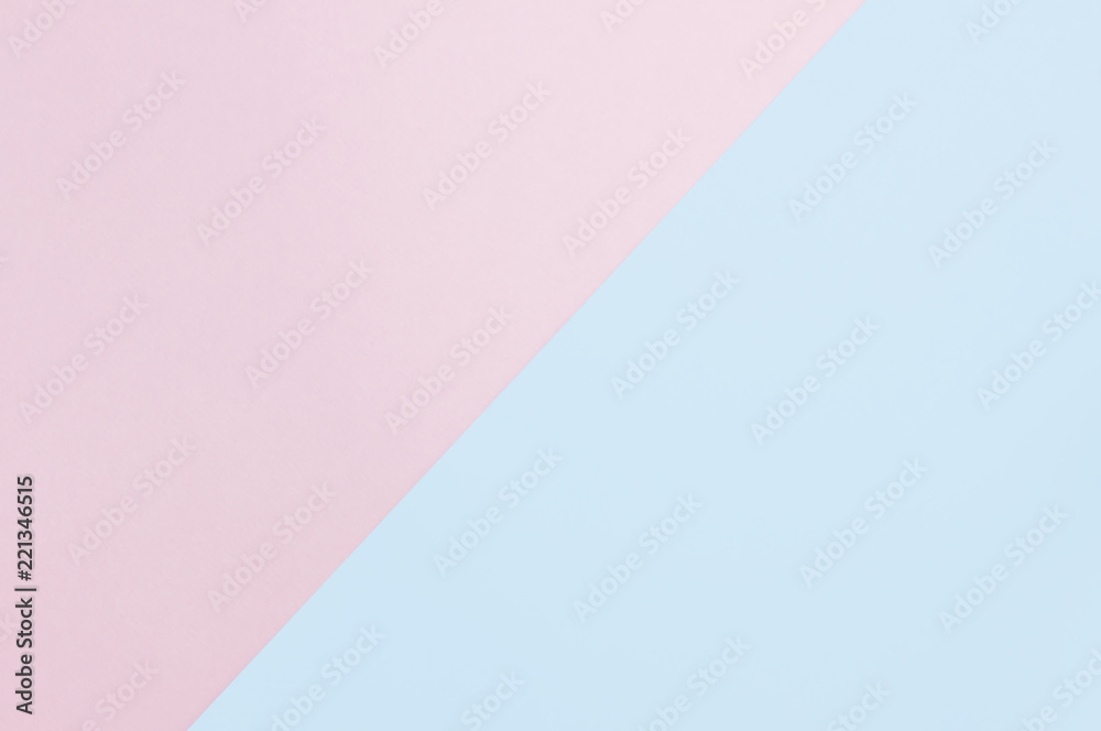 Flat lay soft pink and light blue pastel color paper geometric ...