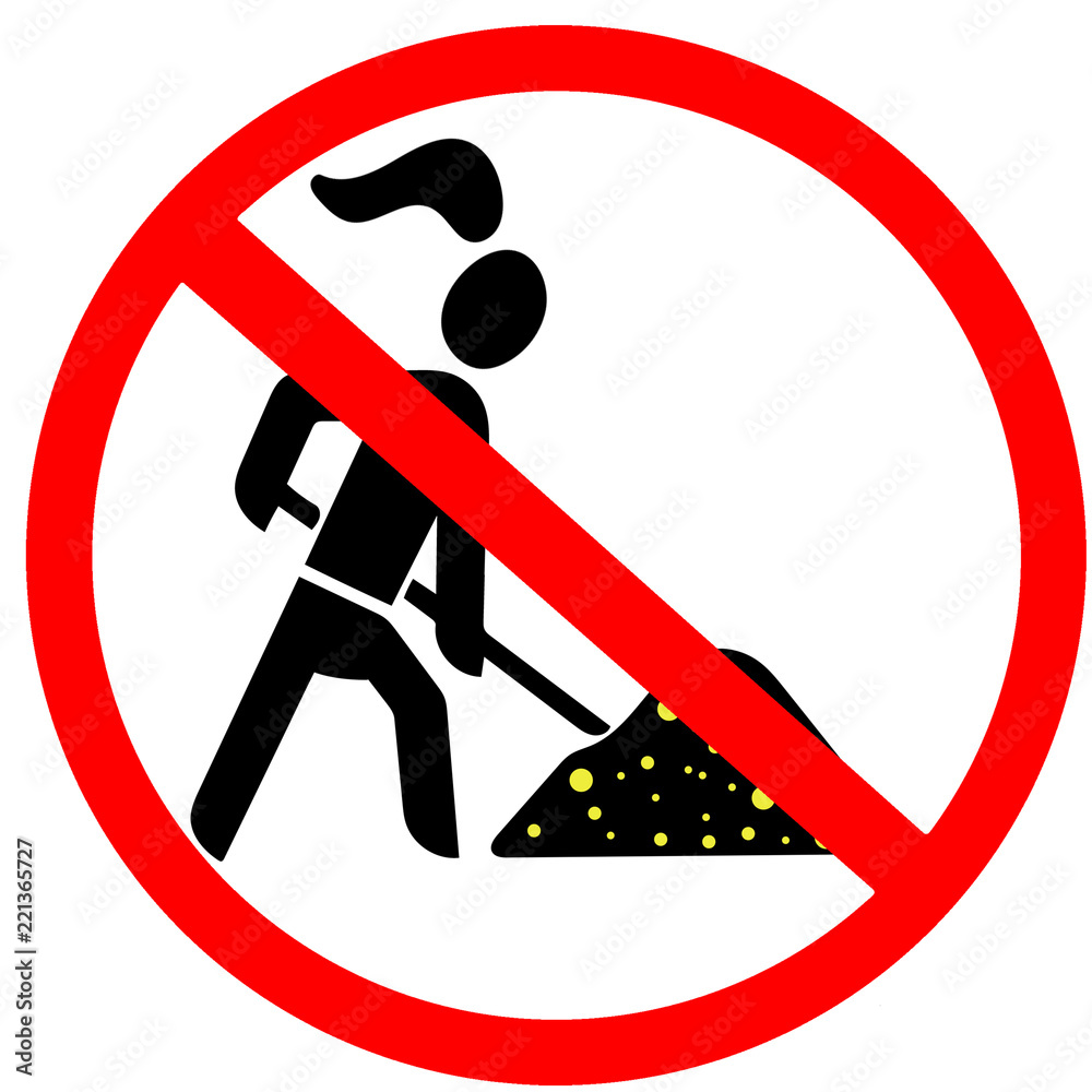 gold digger lady not allowed prohibition red circular road sign Stock ...