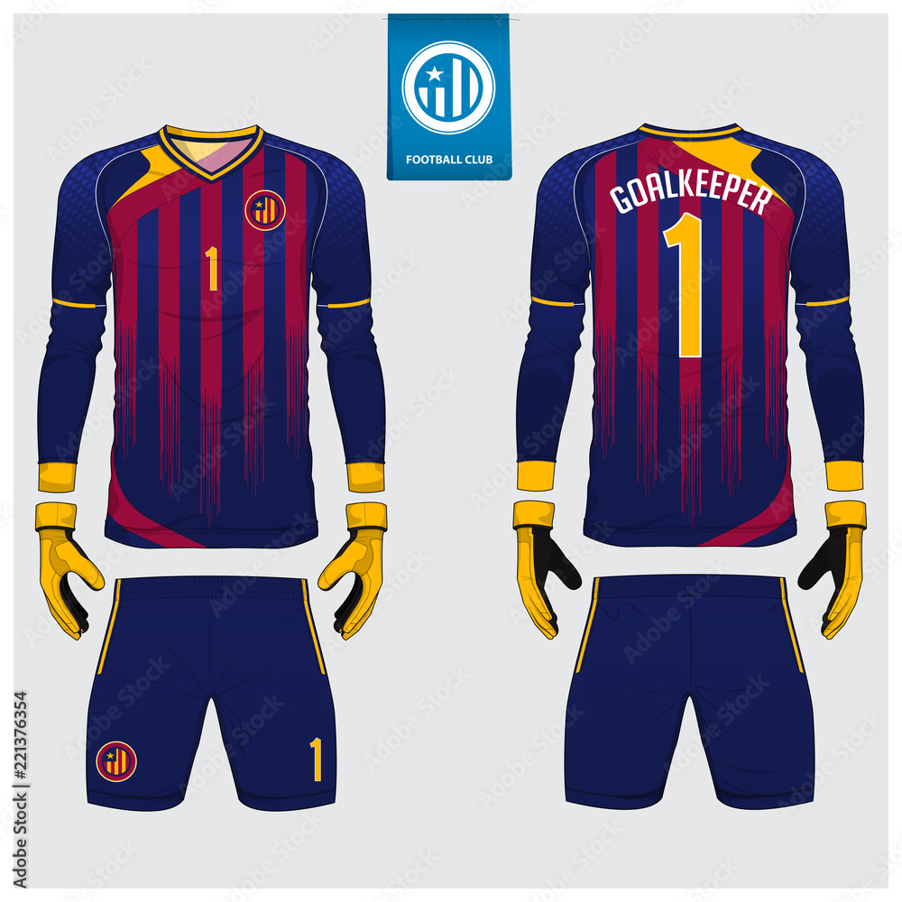 Goalkeeper jersey or soccer kit, long sleeve jersey, goalkeeper glove ...