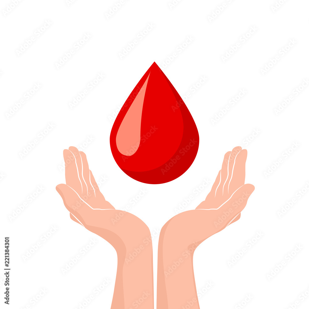 Two hands donate blood. World blood donor day concept. Red drop symbol ... Two hands donate blood. World blood donor day concept. Red drop symbol ...