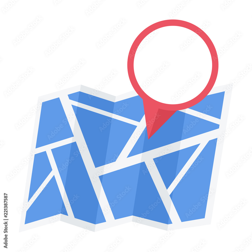 Map of the world Vector icon. Point on the map. Pin and the distance ...