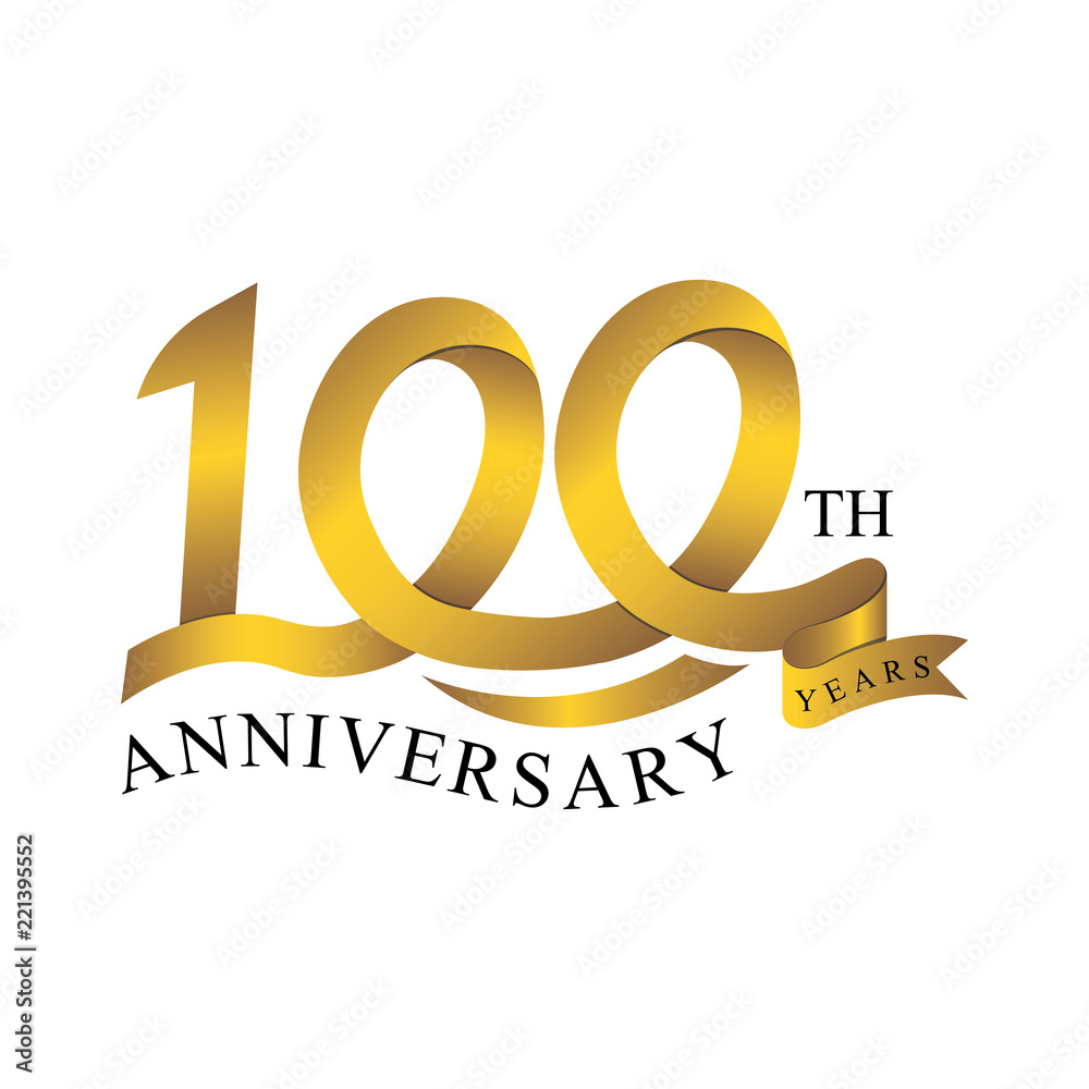 100th anniversary years ribbon. number gold color Stock Vector | Adobe ...