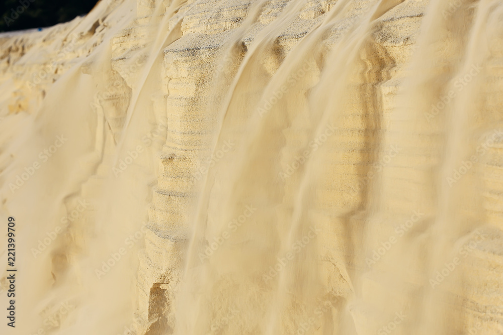 the texture of the sand is drowned by sand dunes / sand avalanche is ...