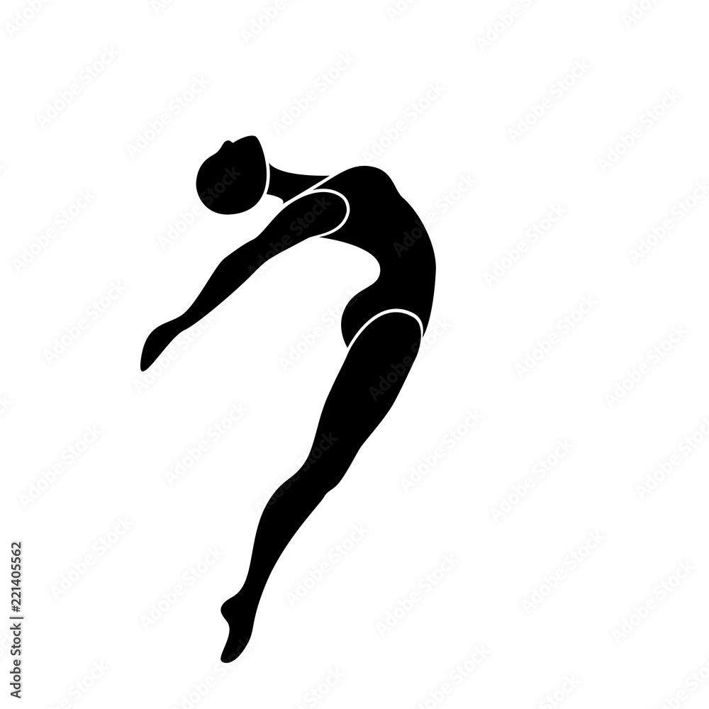 Jumping dancer girl, isolated on white background. Stock Vector | Adobe ...