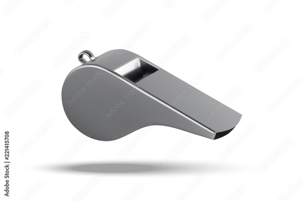Metal whistle mockup. Realistic illustration of referee silver whistle ...
