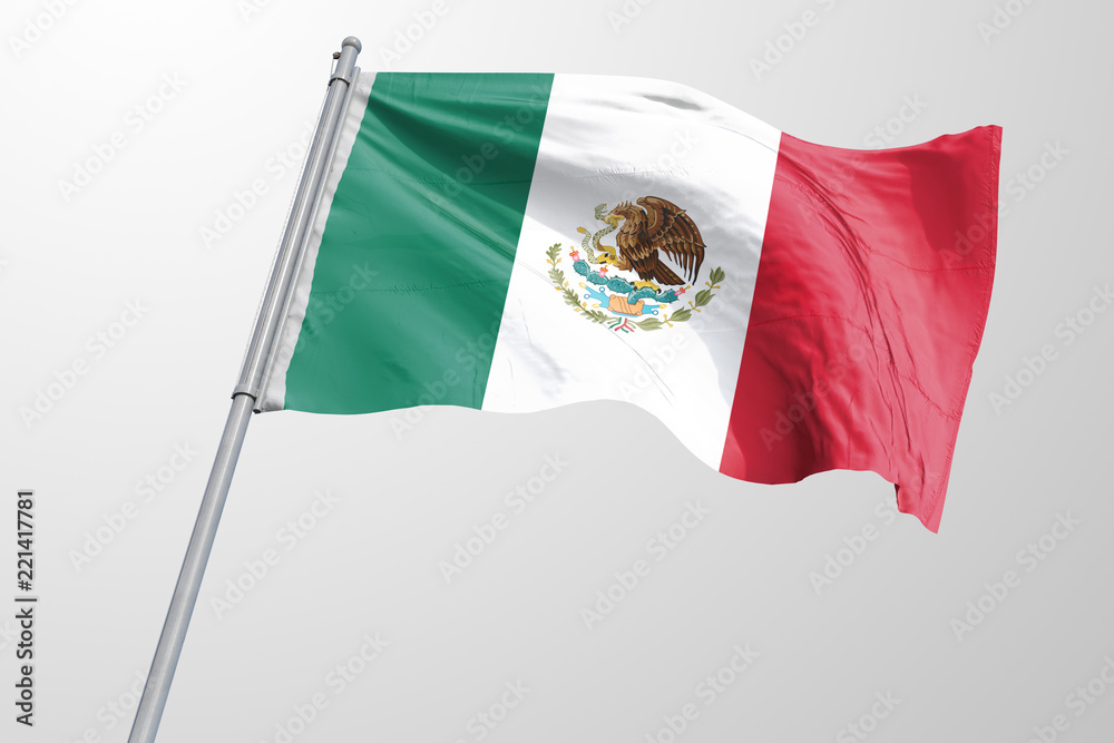 Isolated Mexican Flag waving 3d Realistic Mexican Flag Rendered Stock ...
