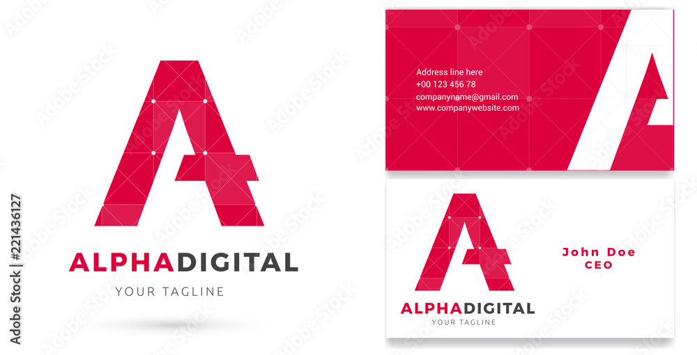 Digital Services Logo & Business card template, Marketing, Alpha Letter ...