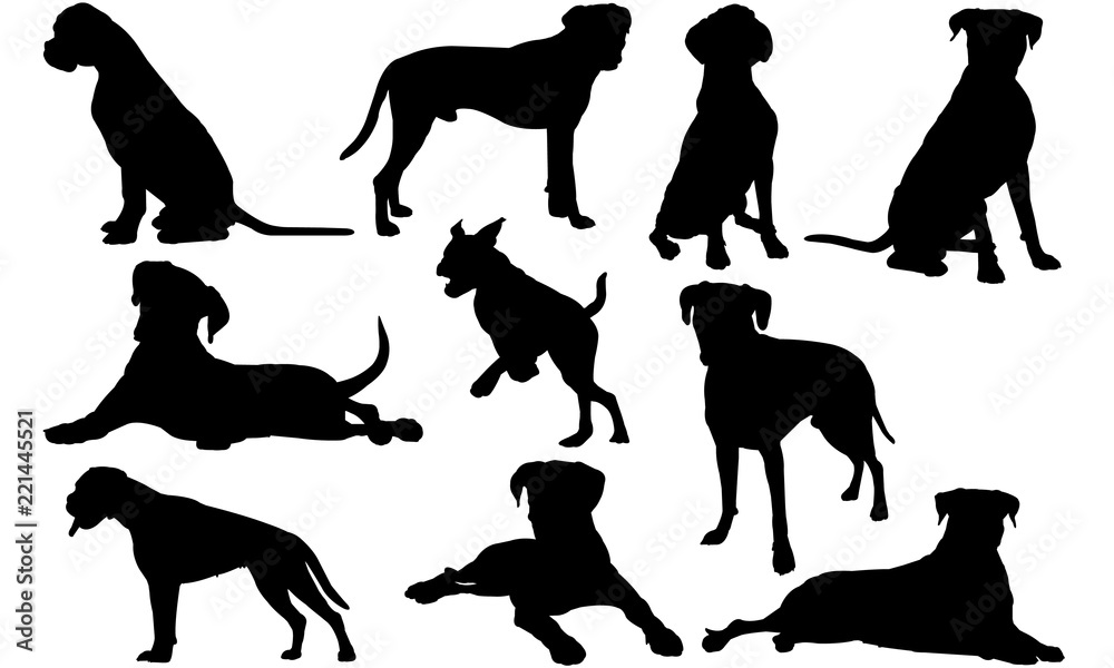 Boxer Dog Dog svg files cricut, silhouette clip art, Vector ...