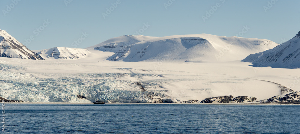 Glacier Nordenskiöldbreen, Pyramiden, archipel du Spitzberg, Svalbard ...
