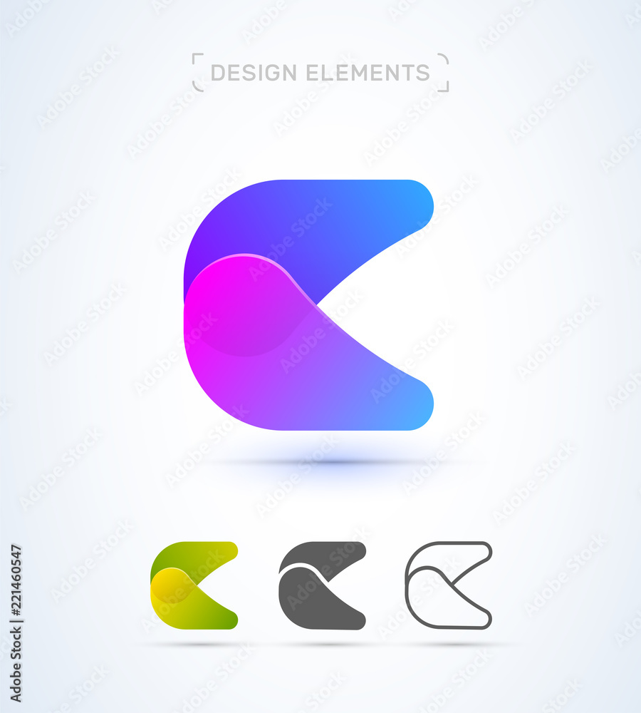 Vector abstract letter C logo design elements. Material design ...