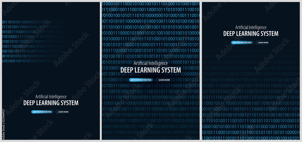 Set of Deep Learning System. Banner for Social Media. Vector ...