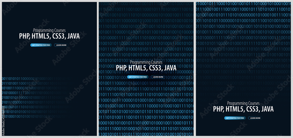 Set of Programming Courses. Banner for Social Media. Vector ...