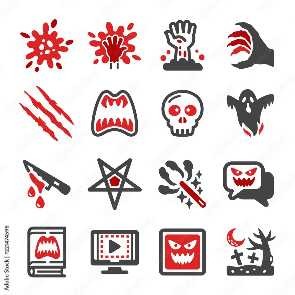 horror icon set Stock Vector | Adobe Stock