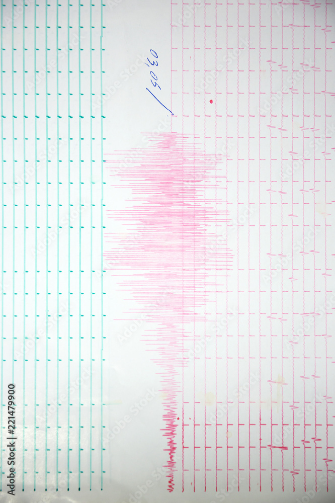 Earthquake wave on a graph paper Stock Photo | Adobe Stock
